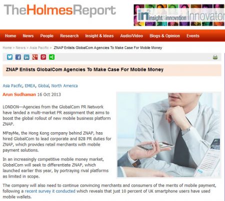 Holmes Report: GlobalCom to support rollout of mobile business platform ZNAPTM | GlobalCom PR ...